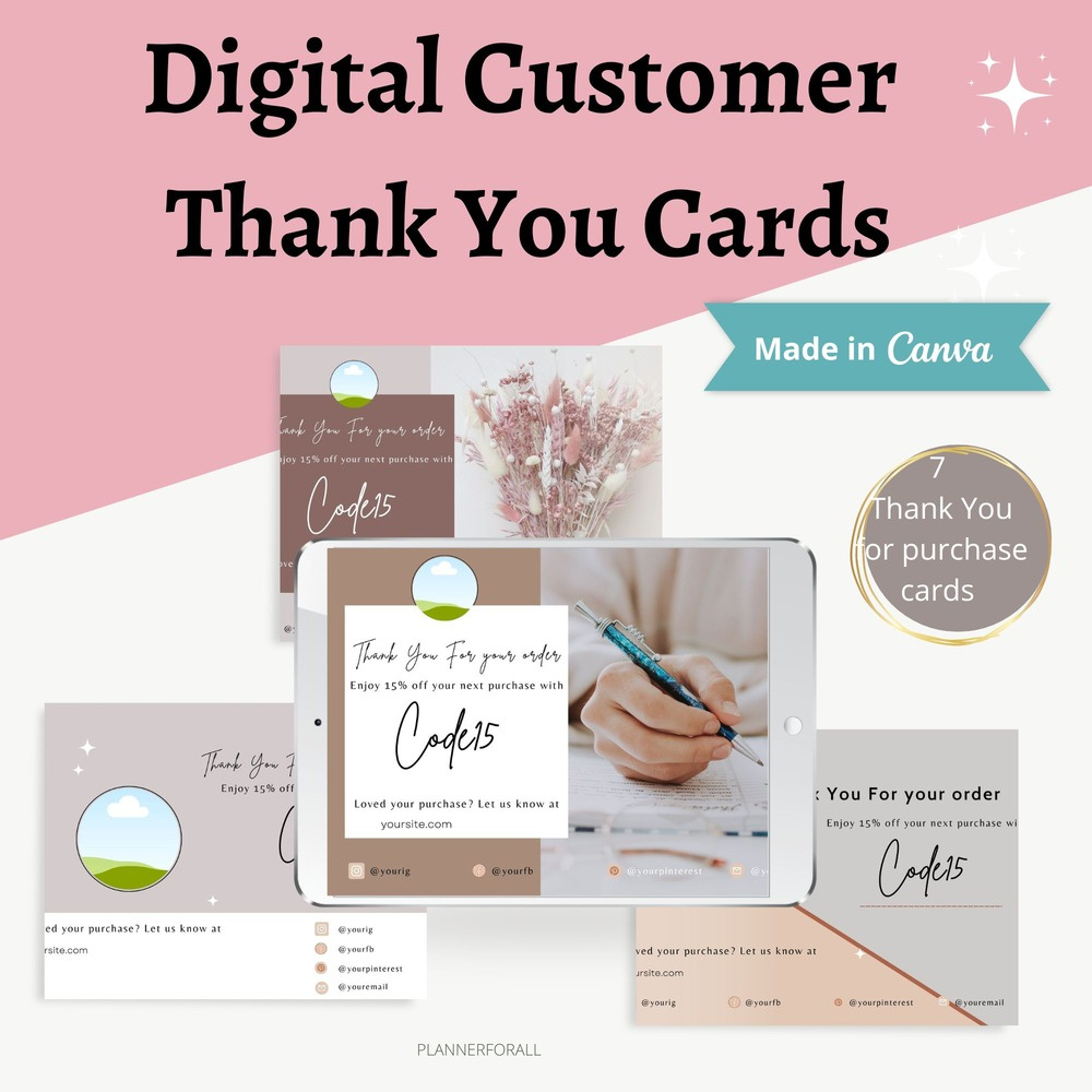 Editable Business Thank You Cards Planner For All