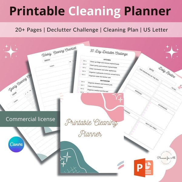 Printable Home Cleaning planner - Planner For All PLR